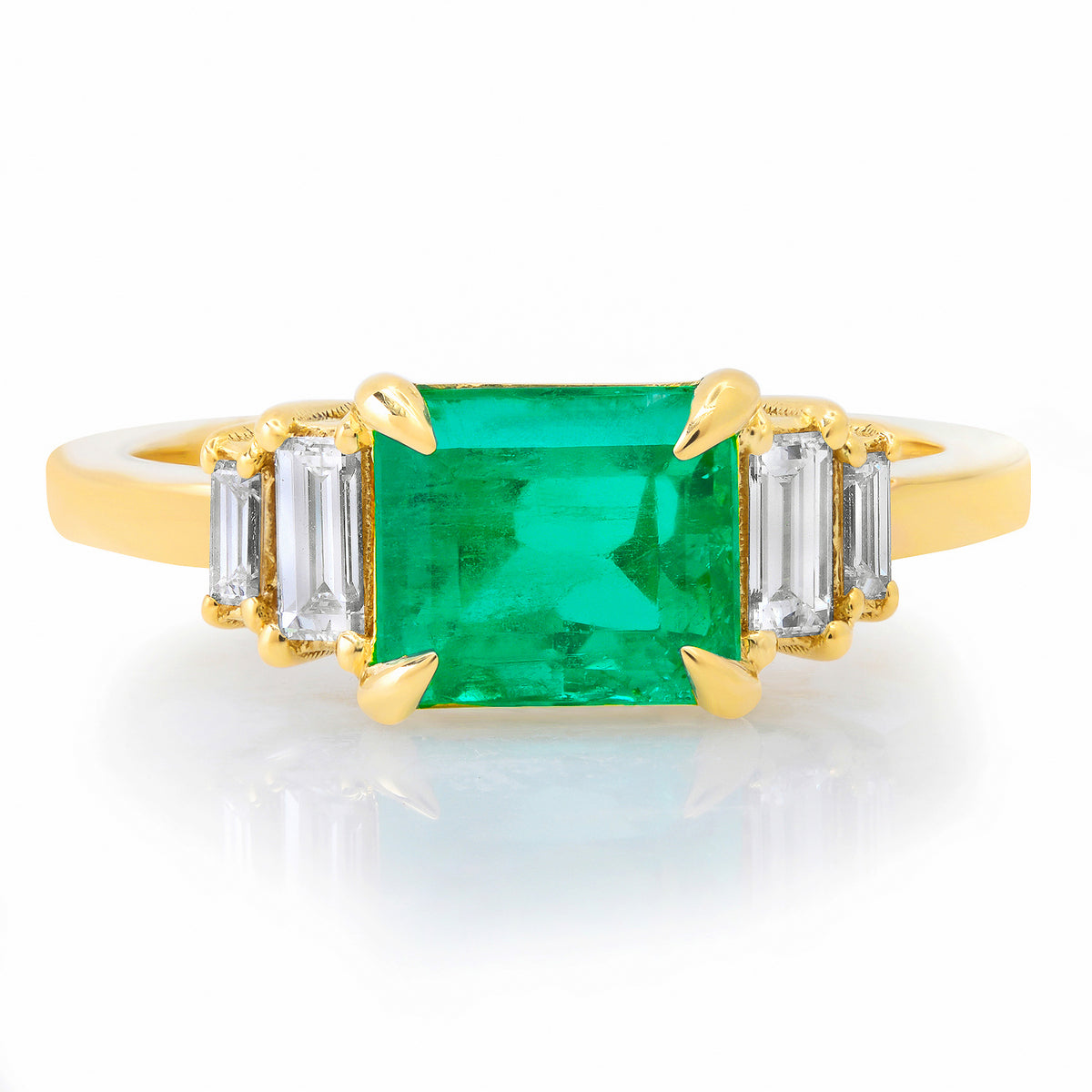 The Gemma Ring with an Emerald Cut Emerald– Rosedale Jewelry