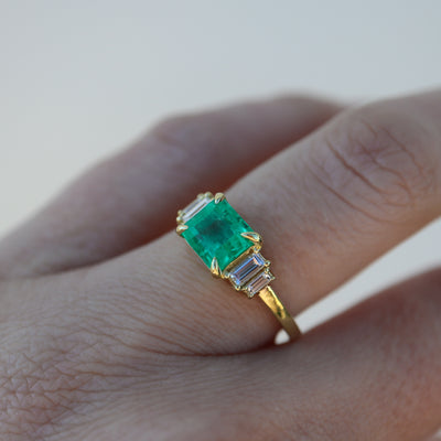 The Gemma Ring with an Emerald Cut Emerald– Rosedale Jewelry