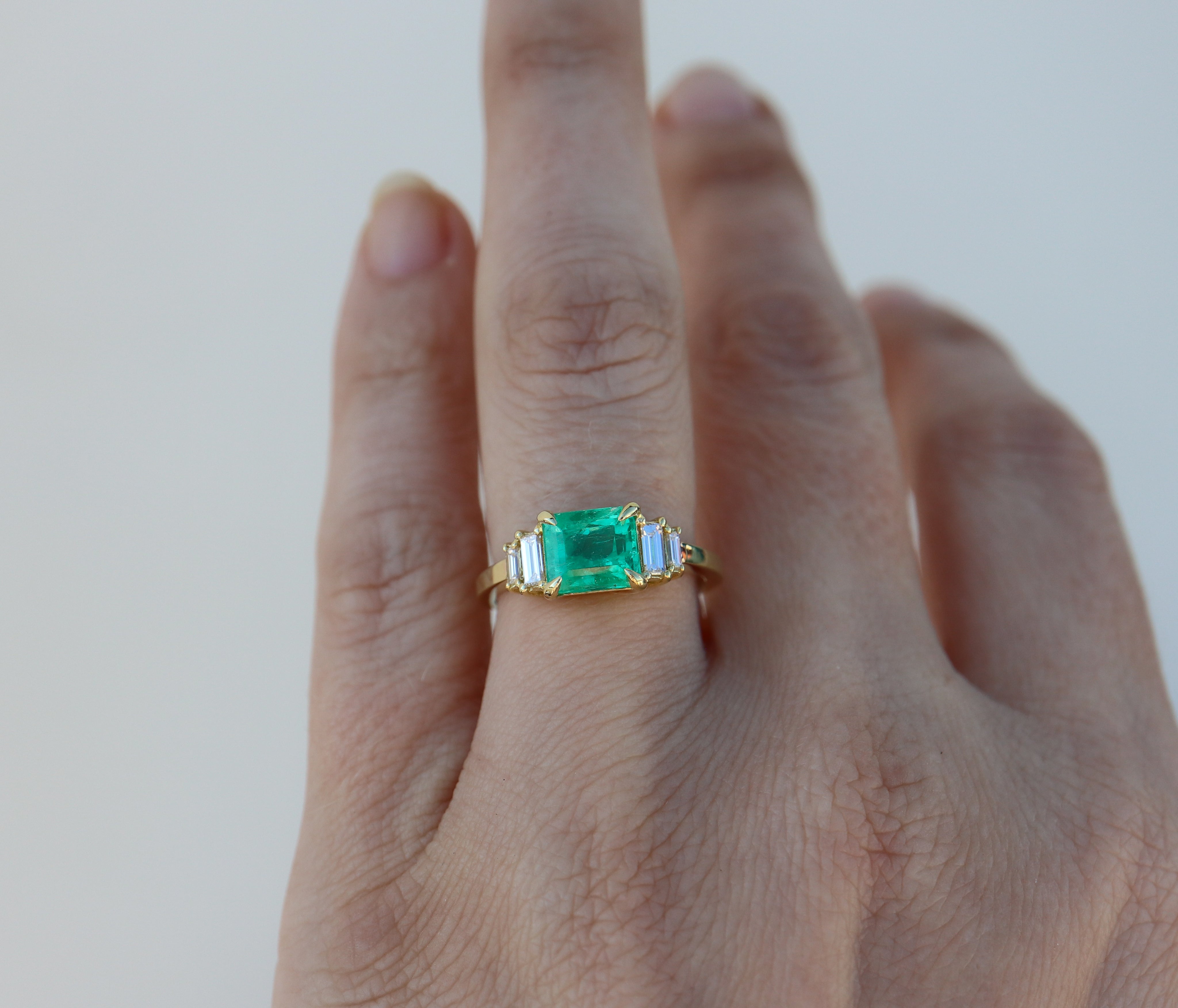 The Gemma Ring with an Emerald Cut Emerald– Rosedale Jewelry