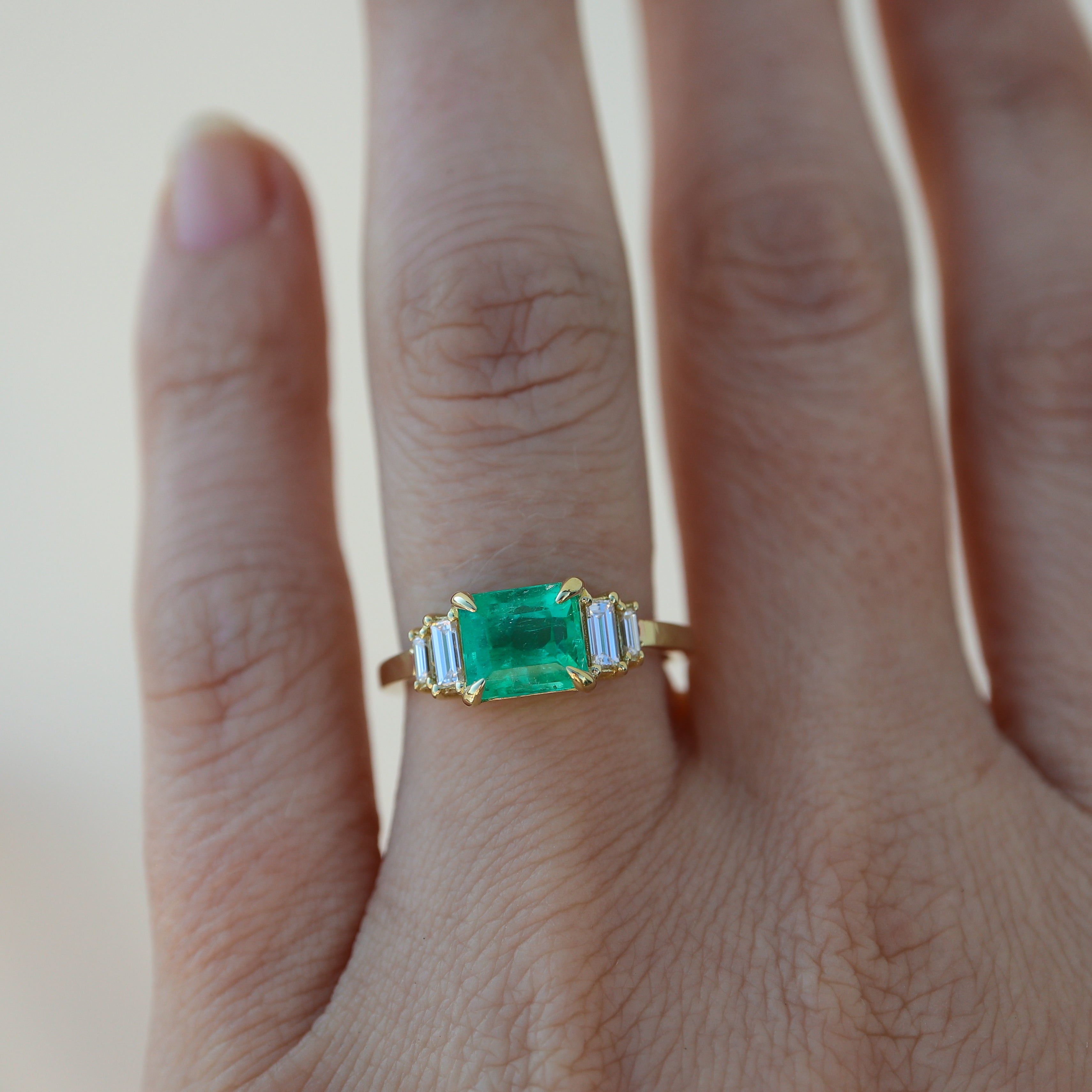 The Gemma Ring with an Emerald Cut Emerald– Rosedale Jewelry